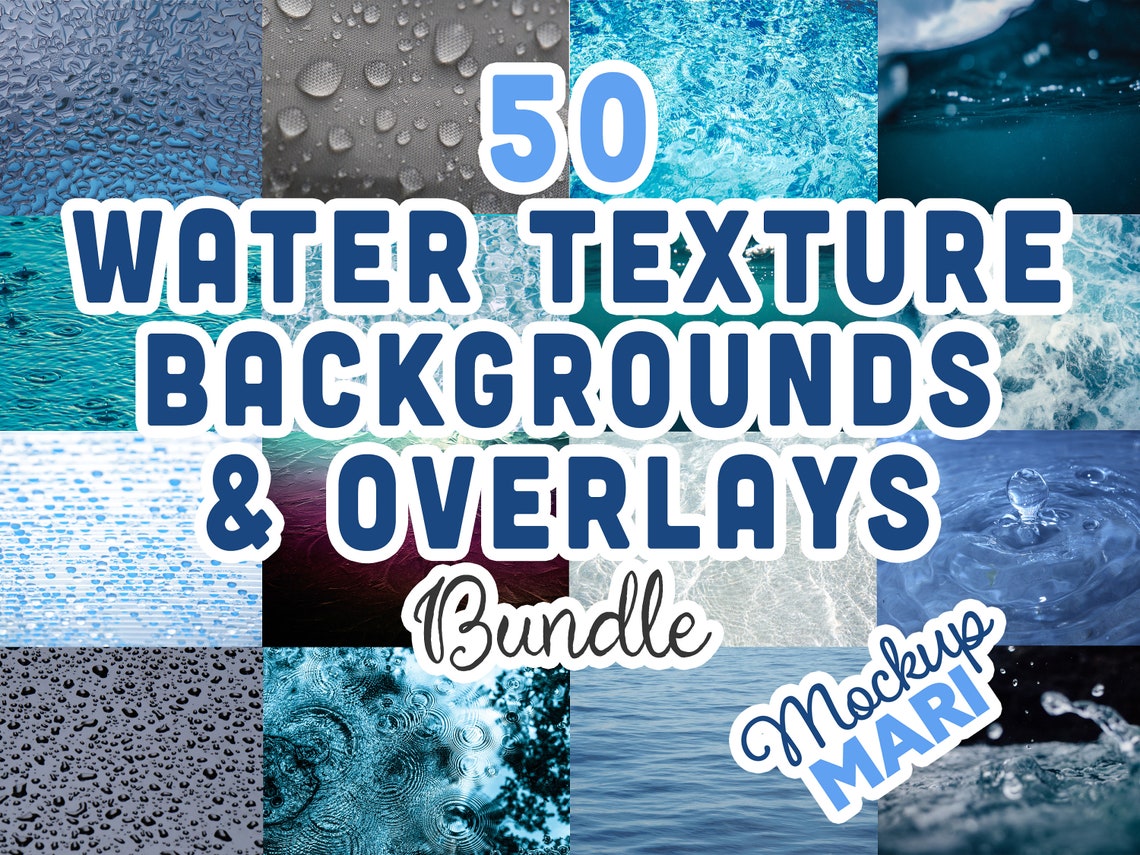 50 Water Textures Bundle PNG Water Background Overlays Raindrop Waves ...