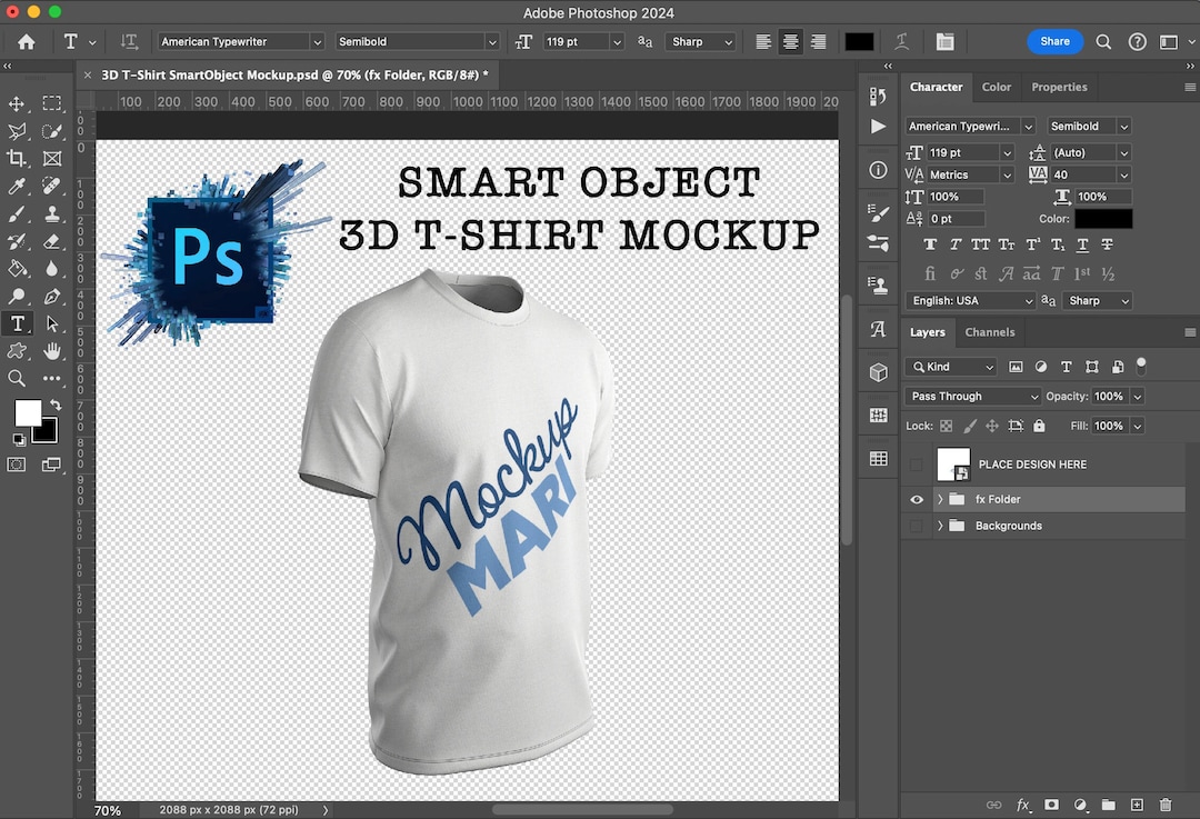 3D T-shirt Mockup Smartobject PSD Mock up Tee Shirt Smart Object Mockup for Photoshop Add Logo ...