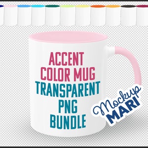 Accent Color Mug Bundle Transparent Background PNG Set of 24 Hi-res Two ...
