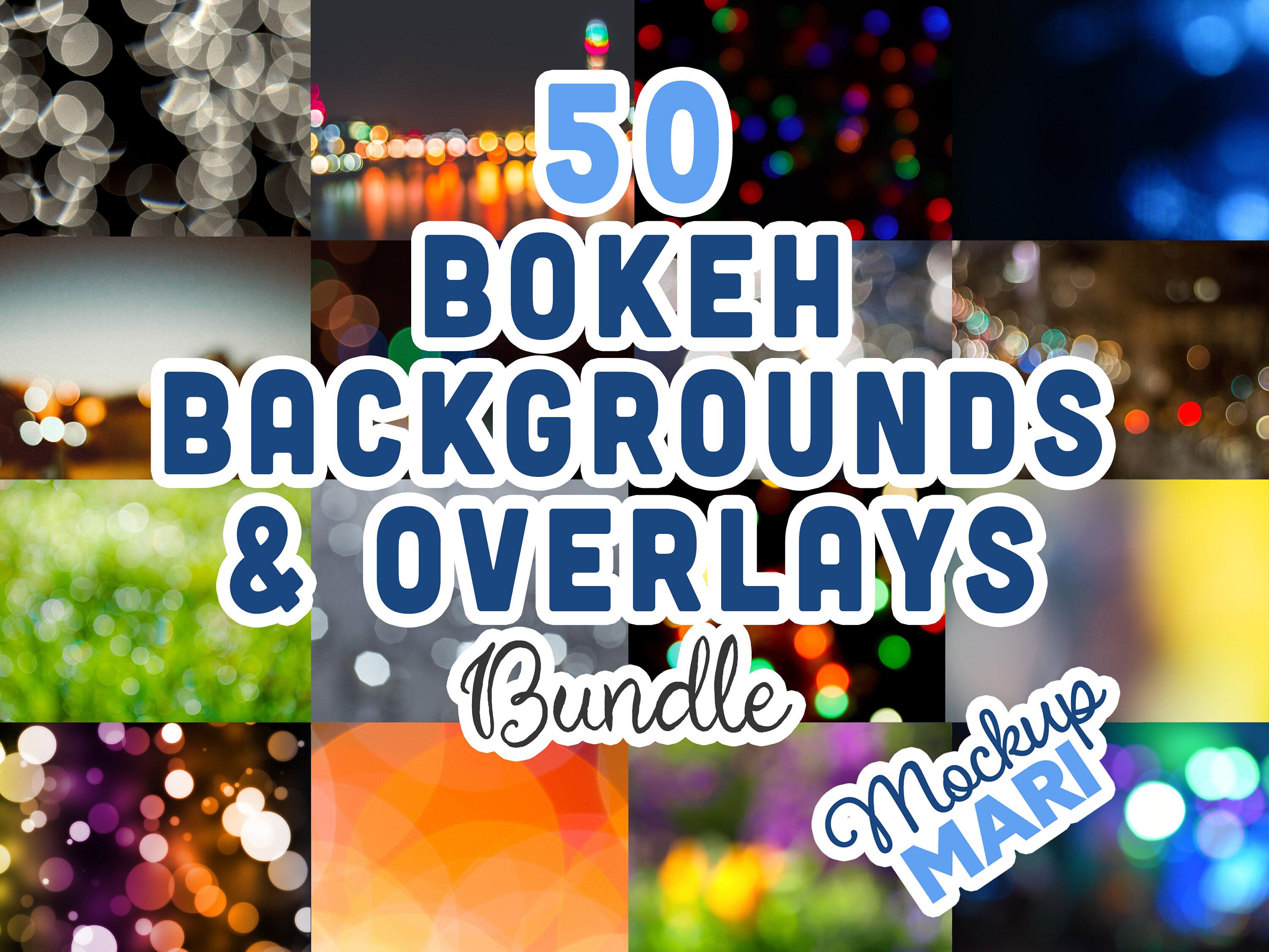 50 Bokeh Backgrounds Bundle Rainbow Bokeh Overlays Colorful Bokeh ...