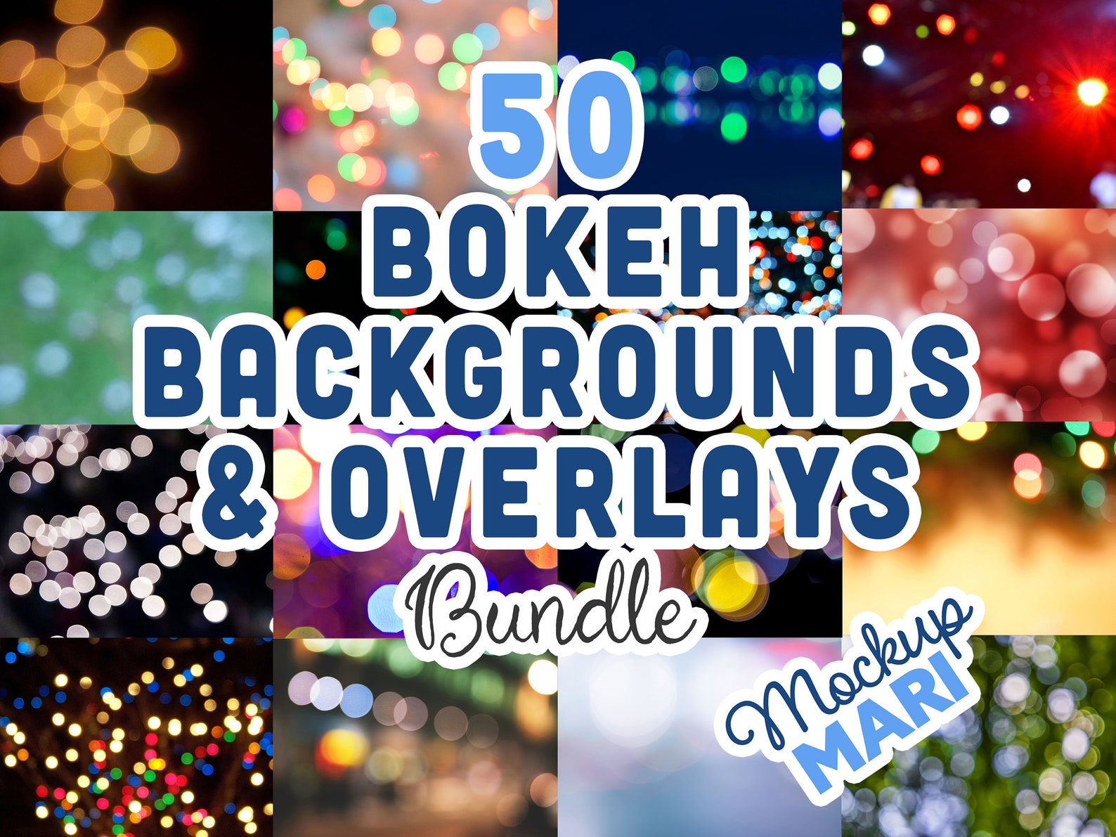 50 Bokeh Backgrounds Bundle Rainbow Bokeh Overlays Colorful Bokeh ...