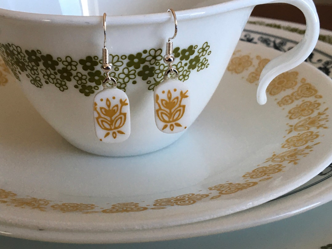 Corelle Earrings Butterfly Gold Vintage Corelle Golden Butterfly Dishes ...