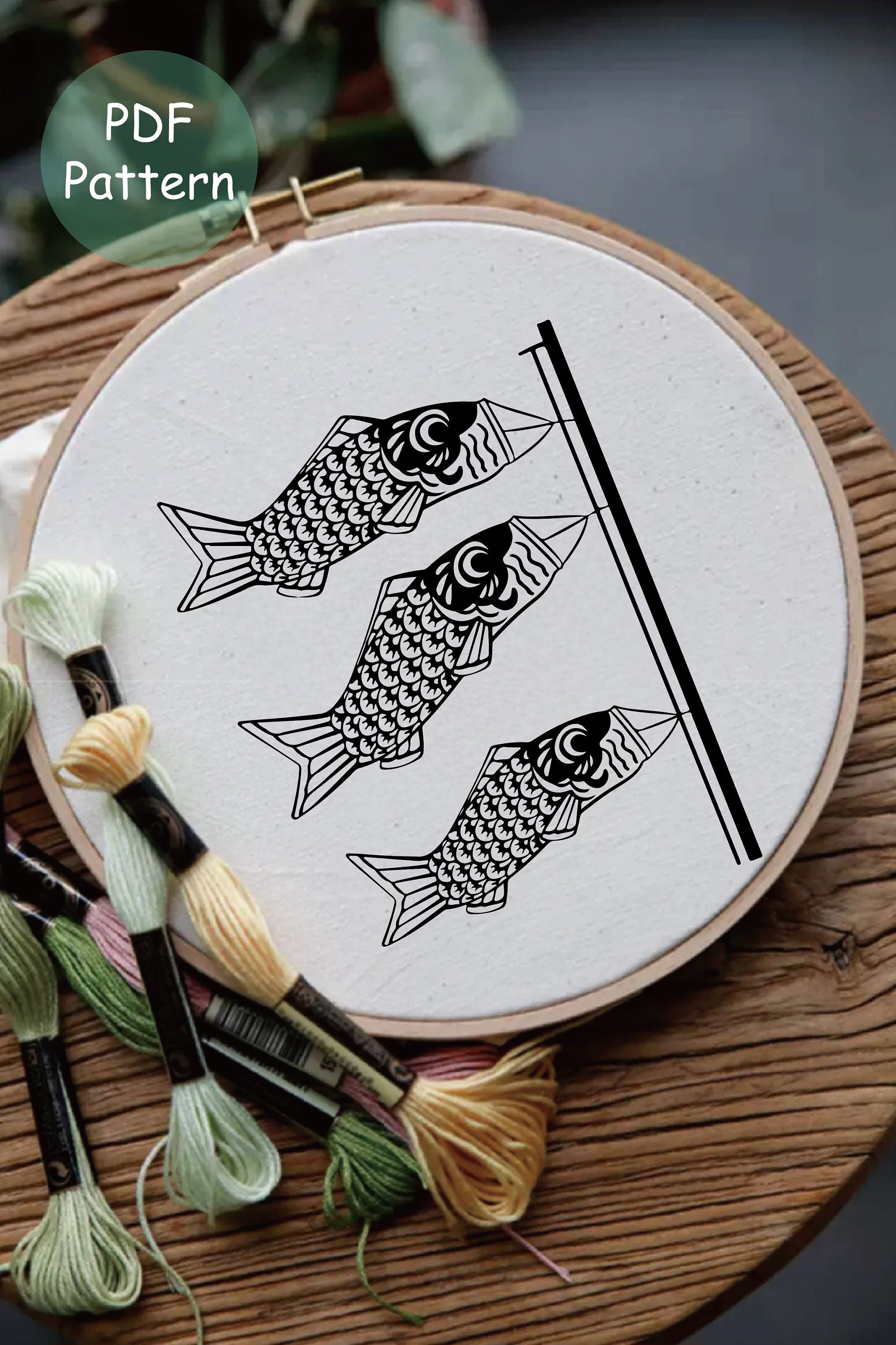 Koinobori Embroidery Pattern for Beginner | Hand Embroidery PDF Pattern ...