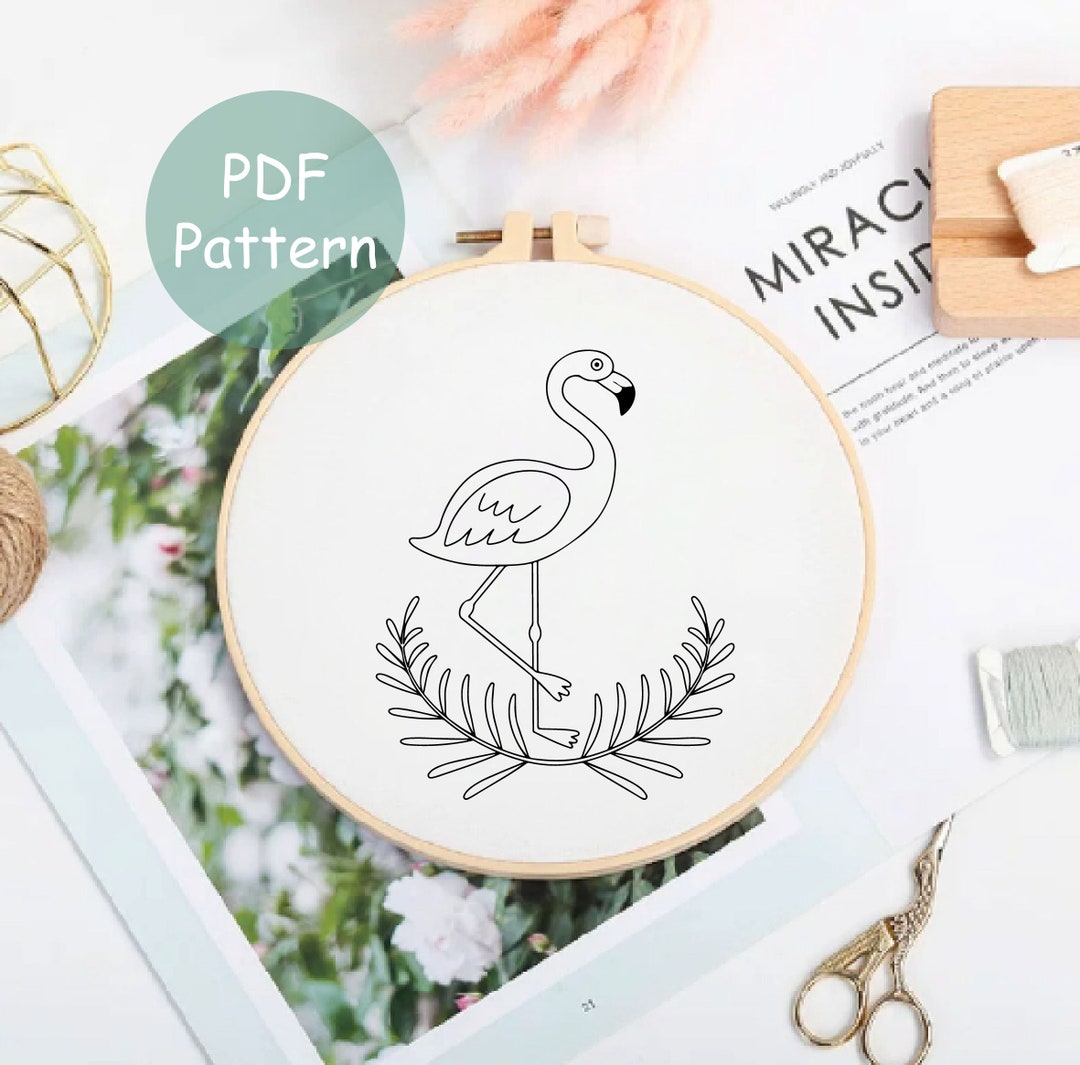 Crane Embroidery Pattern for Beginner Animal Hand Embroidery PDF ...