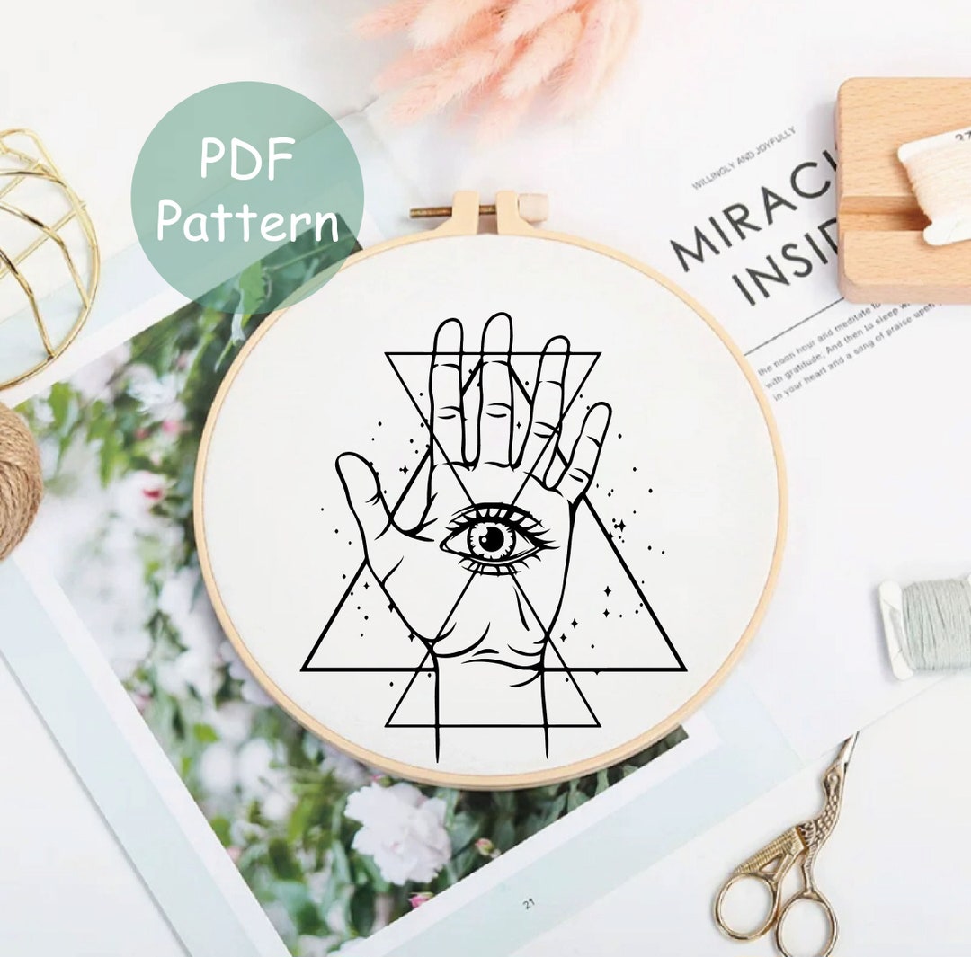 Eye Embroidery Pattern for Beginner | Geometry Hand Embroidery PDF ...