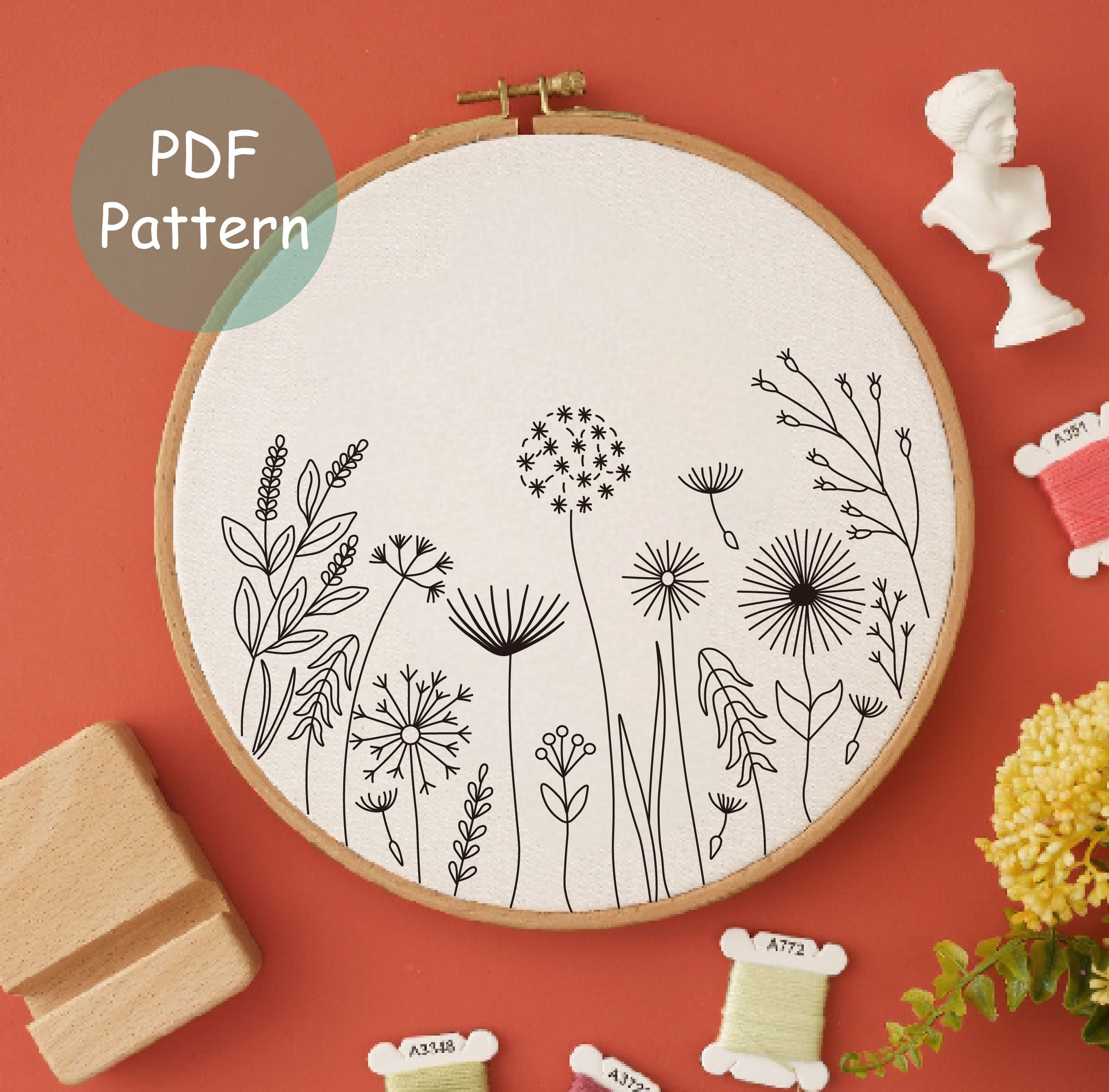 Flower Embroidery Pattern for Beginner | Floral Hand Embroidery PDF ...