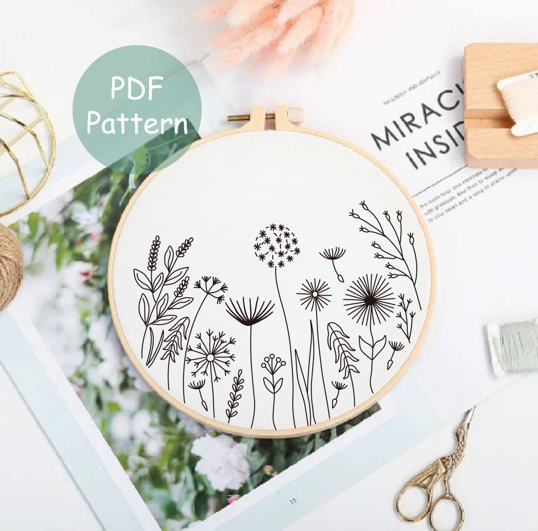 Flower Embroidery Pattern for Beginner | Floral Hand Embroidery PDF ...