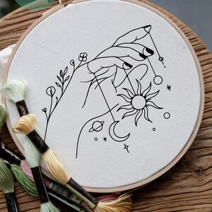 Celestial Embroidery Pattern for Beginner | Hand Embroidery PDF Pattern ...