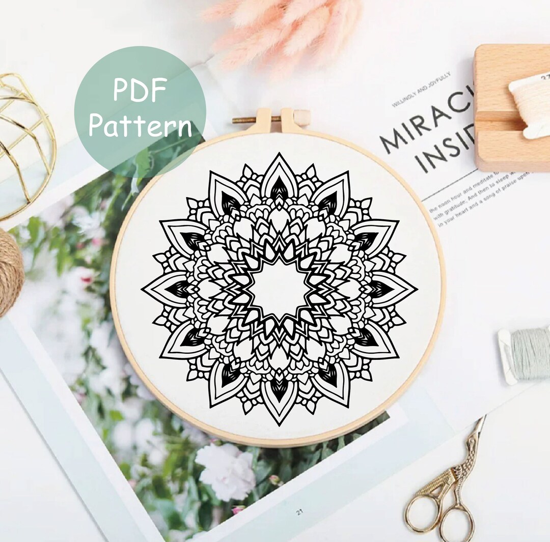 Mandala Embroidery Pattern for Beginner | Modern Hand Embroidery PDF ...