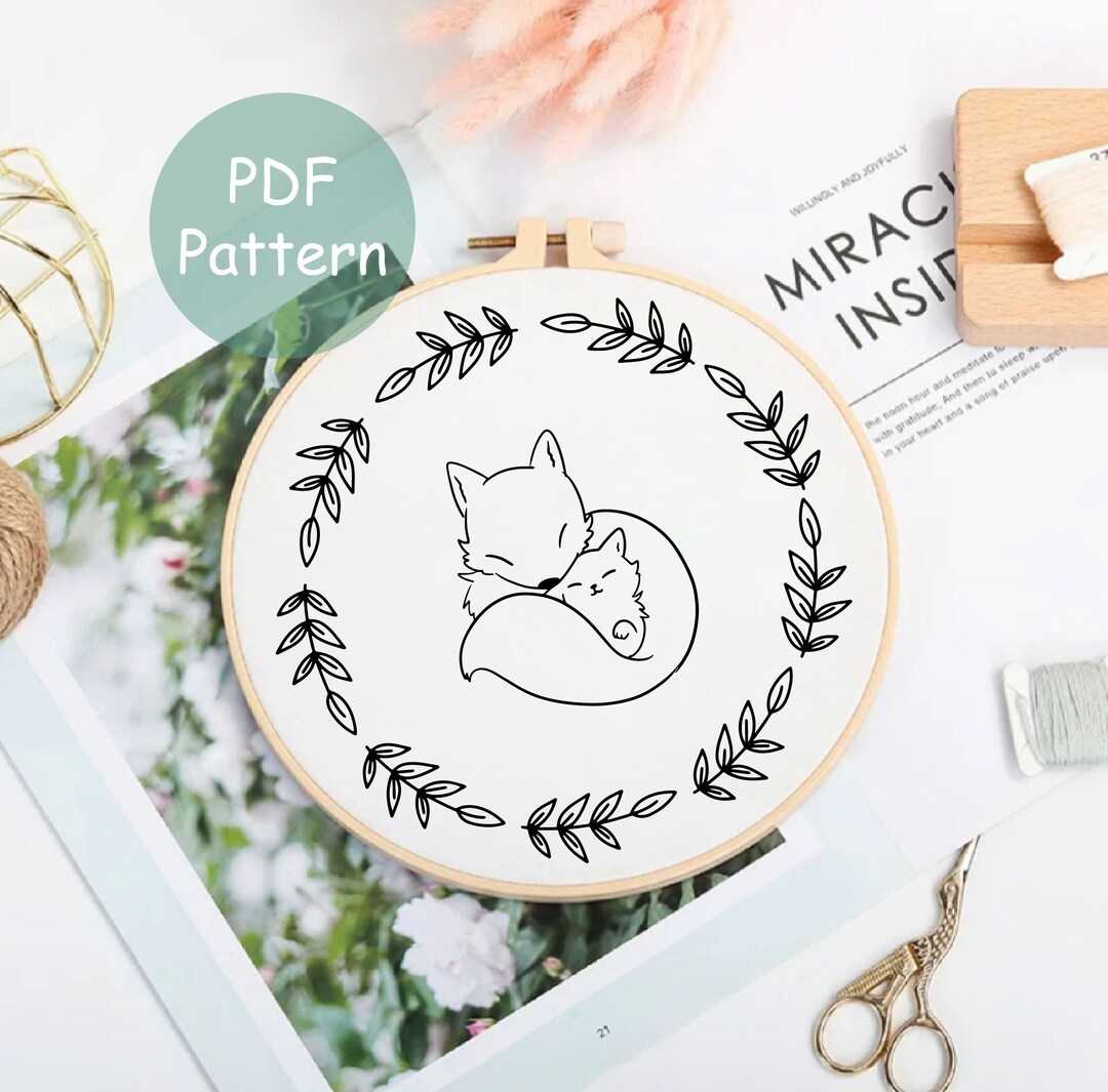 Fox Embroidery Pattern for Beginner | Animal Hand Embroidery PDF ...