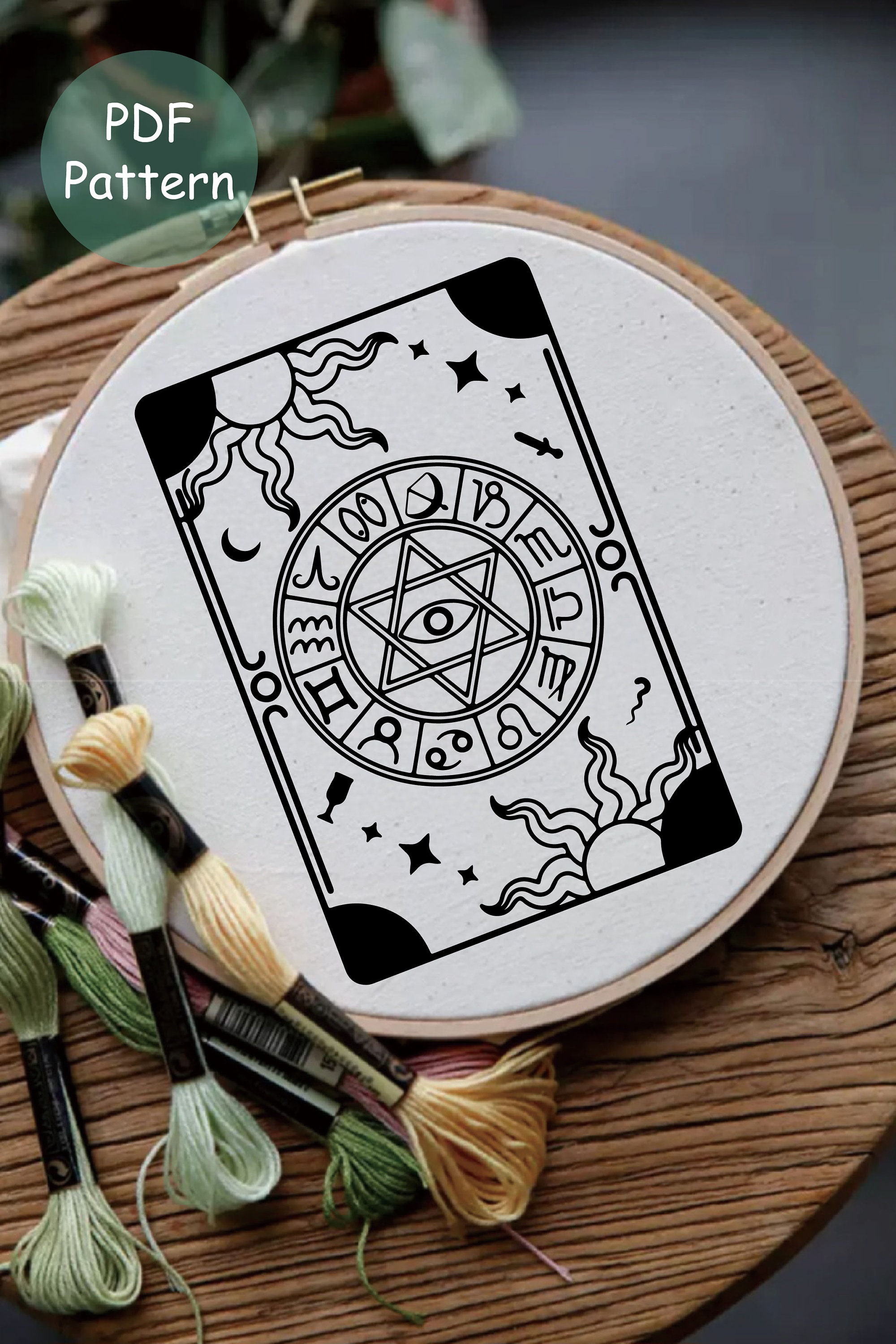 Sun Embroidery Pattern for Beginner Celestial Hand Embroidery PDF ...