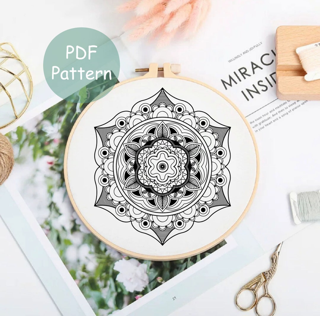 Mandala Embroidery Pattern for Beginner | Modern Hand Embroidery PDF Pattern Instant Download ...