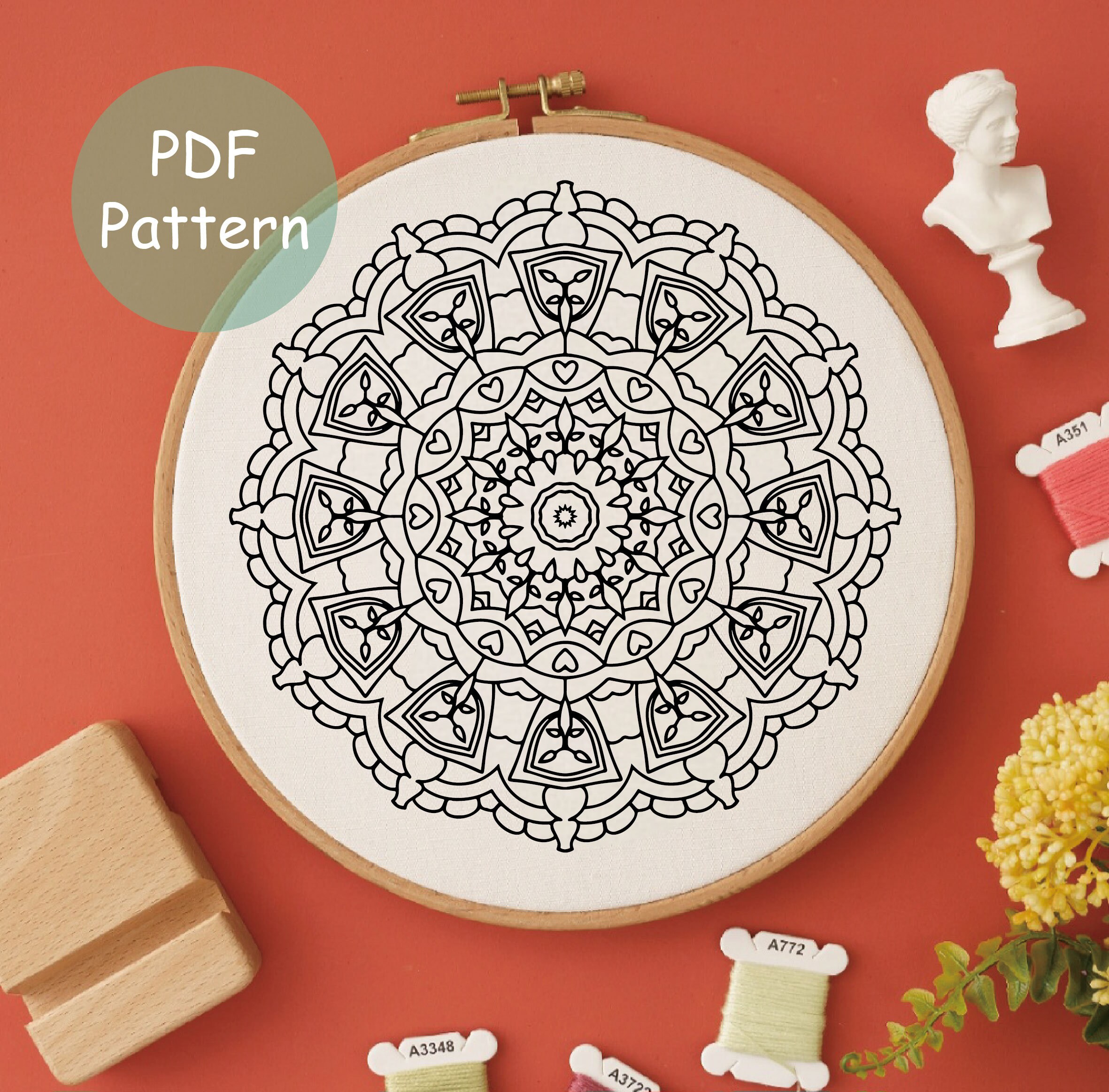 Mandala Embroidery Pattern for Beginner Modern Hand Embroidery PDF Pattern Instant Download ...