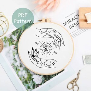 Eye Embroidery Pattern for Beginner | Celestial Hand Embroidery PDF ...