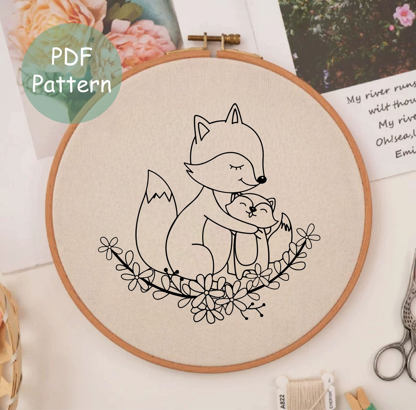Fox Embroidery Pattern for Beginner | Animal Hand Embroidery PDF ...