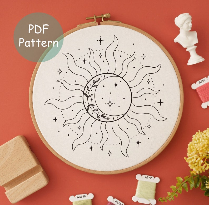 Celestial Embroidery Pattern for Beginner Hand Embroidery PDF Pattern ...