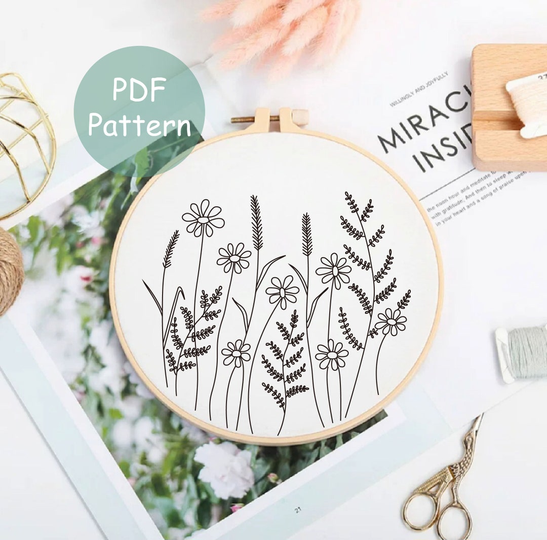 Flower Embroidery Pattern for Beginner | Floral Hand Embroidery PDF ...