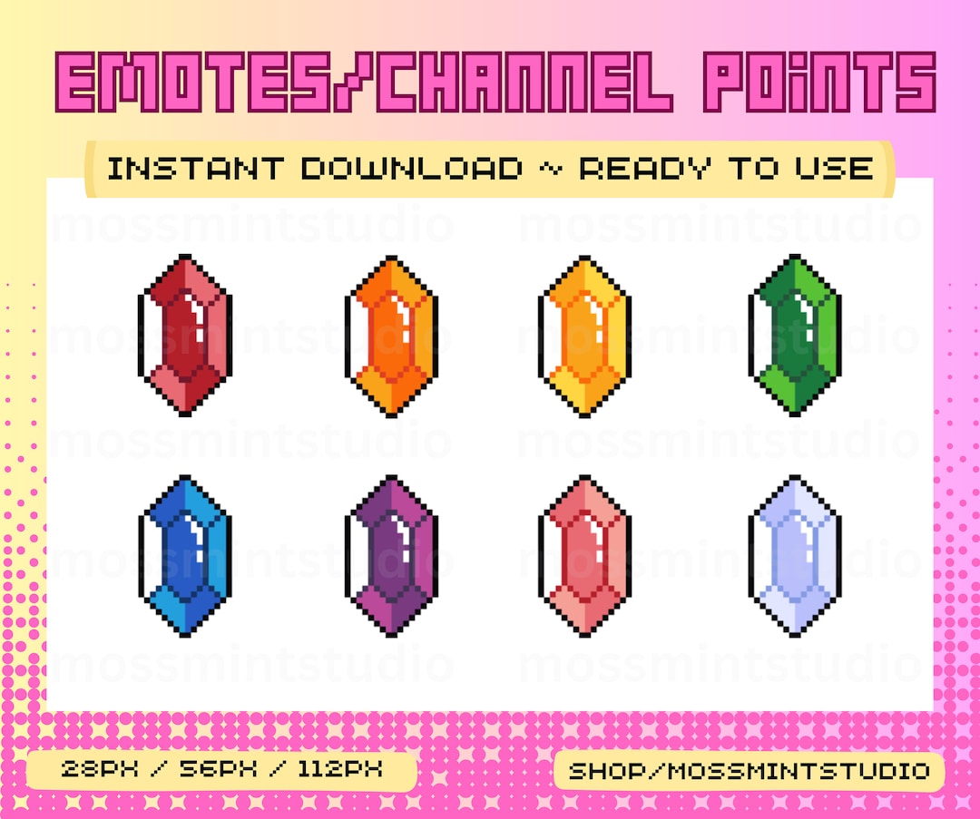 Twitch Emotes With Zelda Rupee Gems in Different Colours, 8bit Pixel ...