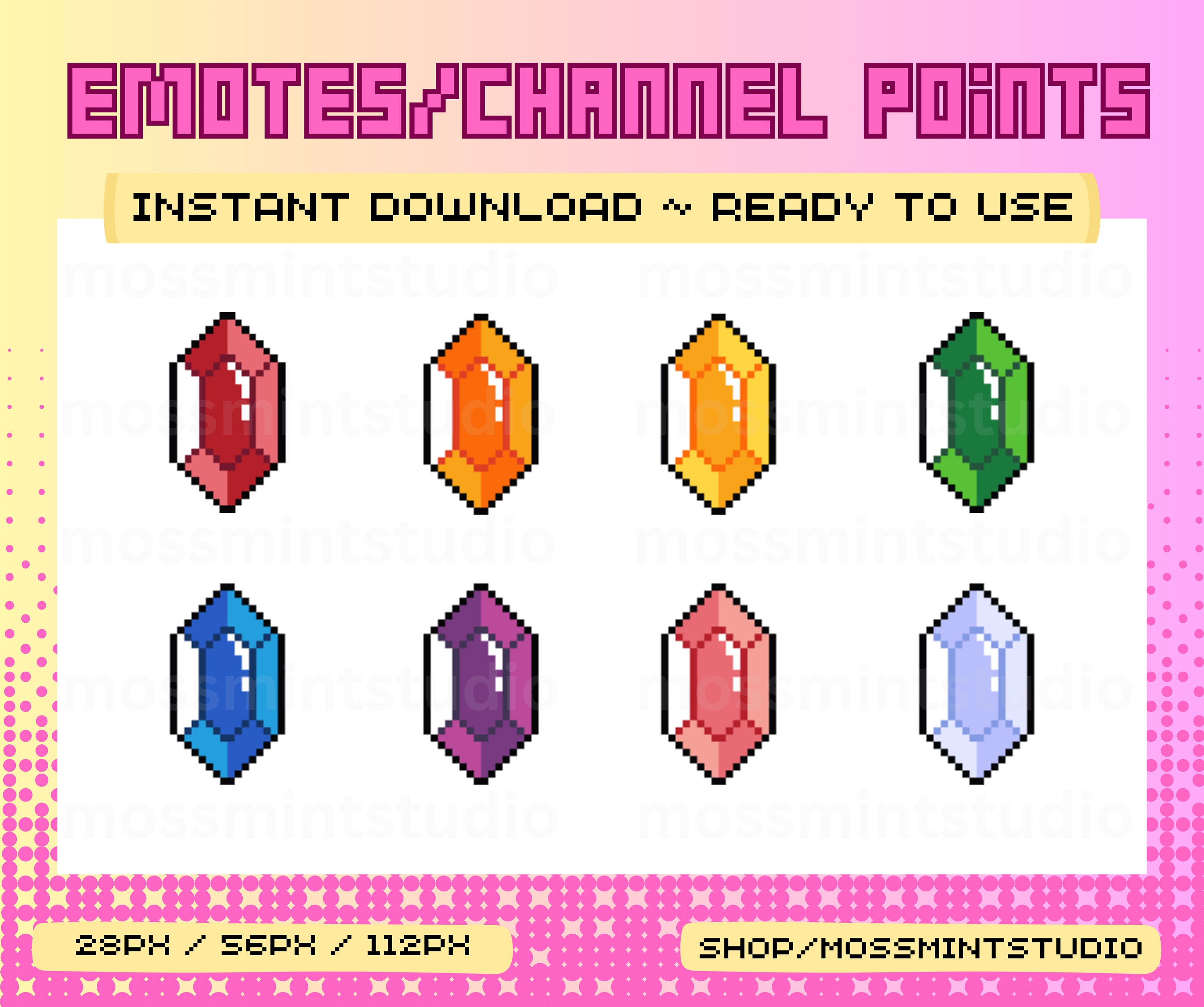 Twitch Emotes With Zelda Rupee Gems in Different Colours, 8bit Pixel ...