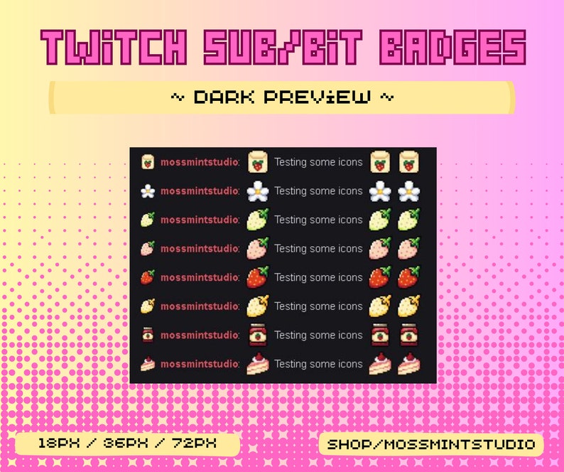 Twitch Sub Badges Cute Twitch Badges Strawberry Twitch Bit - Etsy