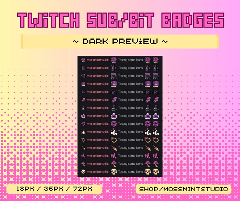 Twitch Sub Badges, Spooky Twitch Badges, Witch Twitch Bit Badges, Pixel ...