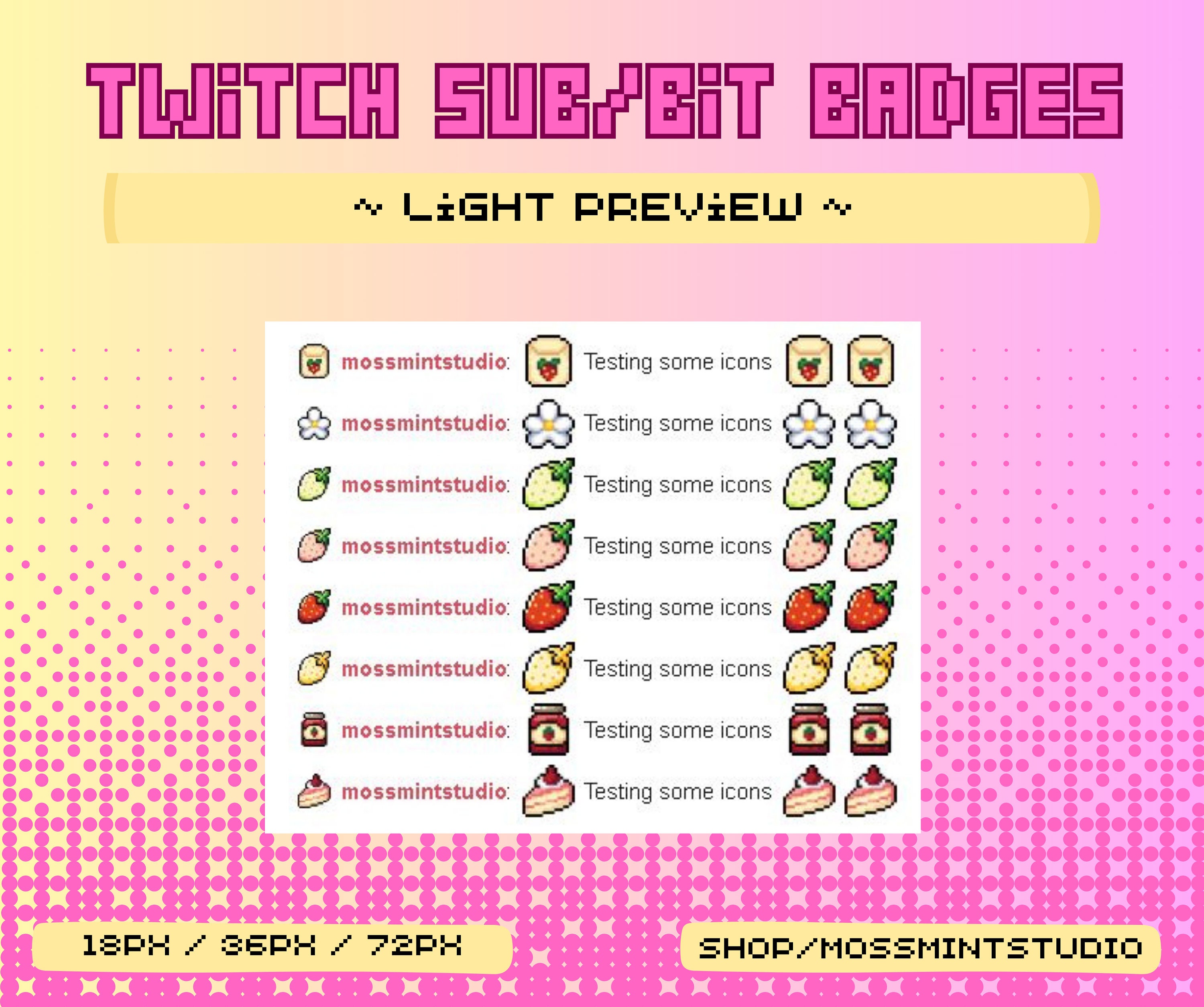 Twitch Sub Badges Cute Twitch Badges Strawberry Twitch Bit Etsy