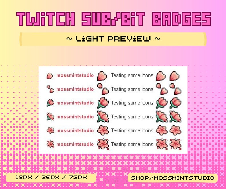 Twitch Sub Badges, Cute Twitch Badges, Sakura Twitch Bit Badges, Pixel ...