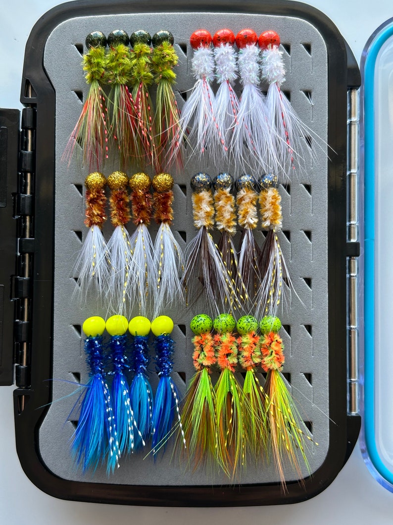 48 Hand Tied Hackle Feather Crappie Jig Box - Etsy