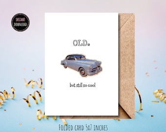 Printable Classic Car happy Birthday Card - Etsy