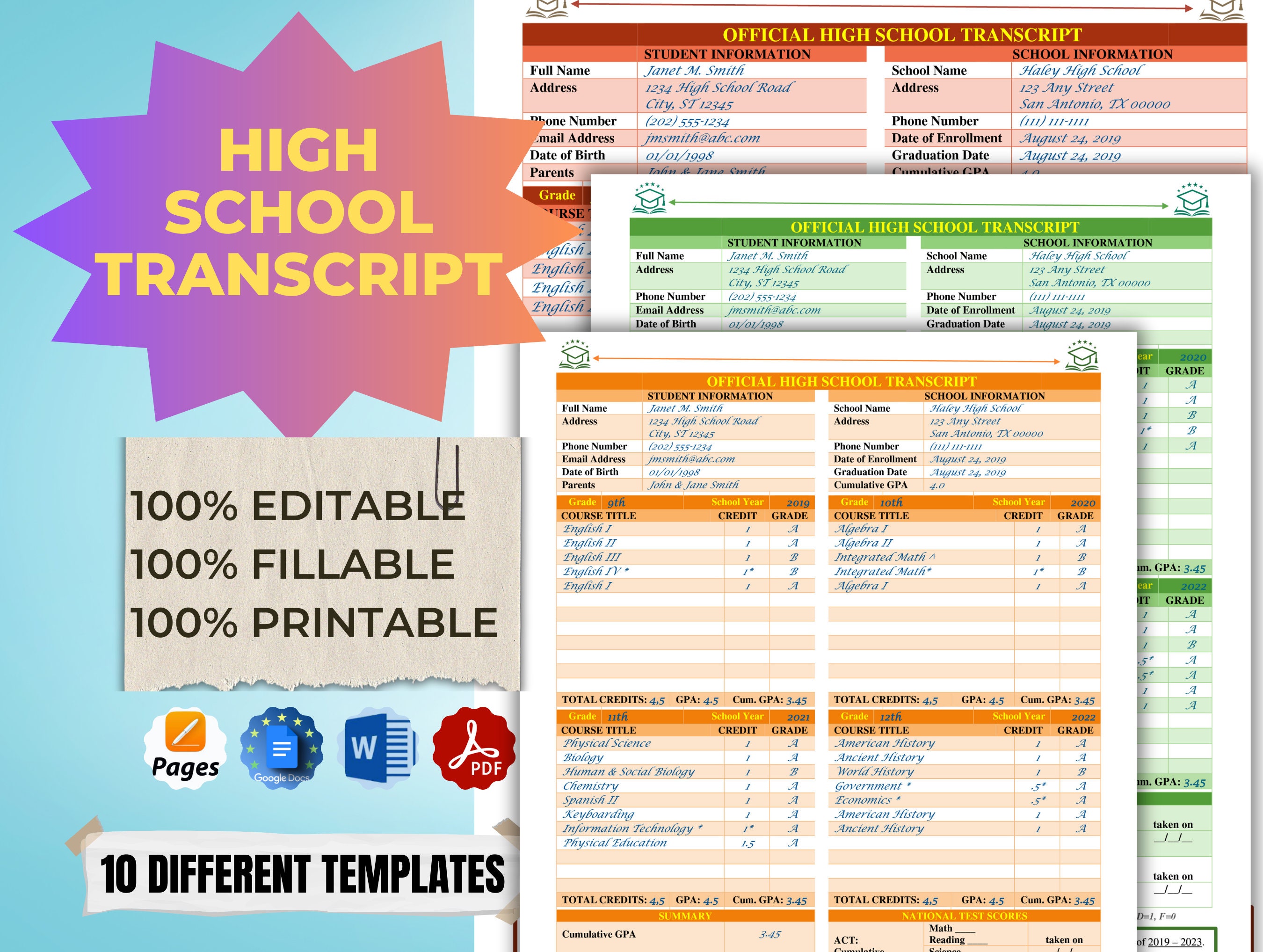 Customizable Homeschool Transcript Bundle, Homeschool Planner ...