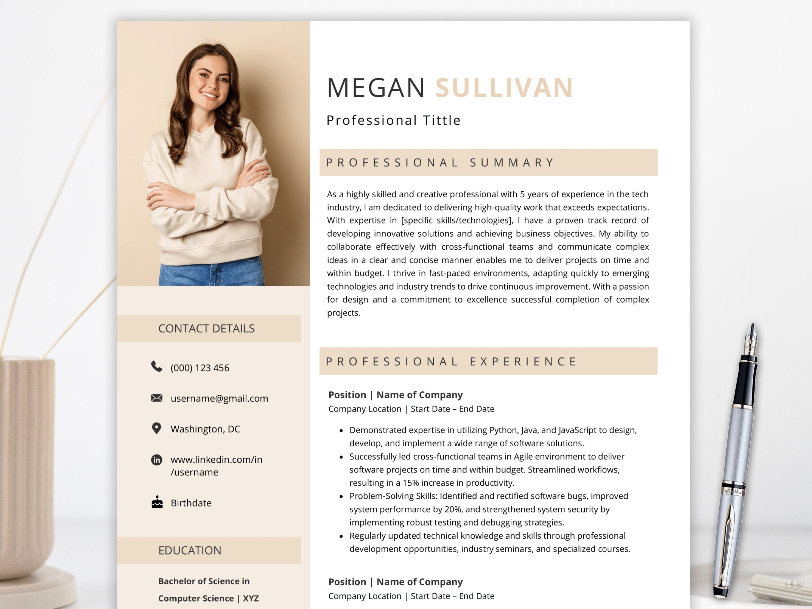 Modern Executive Resume Template 2023, 1-2 Page Digital CV, Creative ...