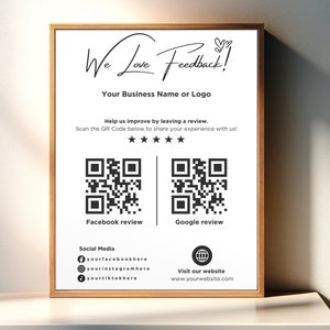 Leave Us a Review Sign, Google Review & Social Media QR Code Sign ...