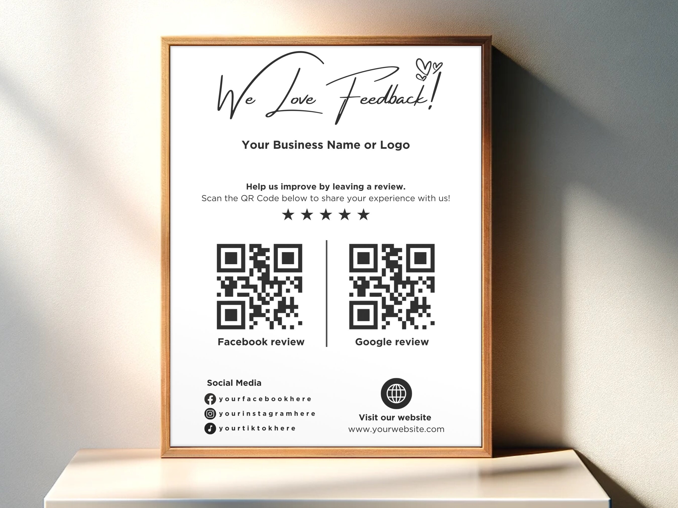 Déjenos un letrero de reseña, reseña de Google y letrero de código QR ...