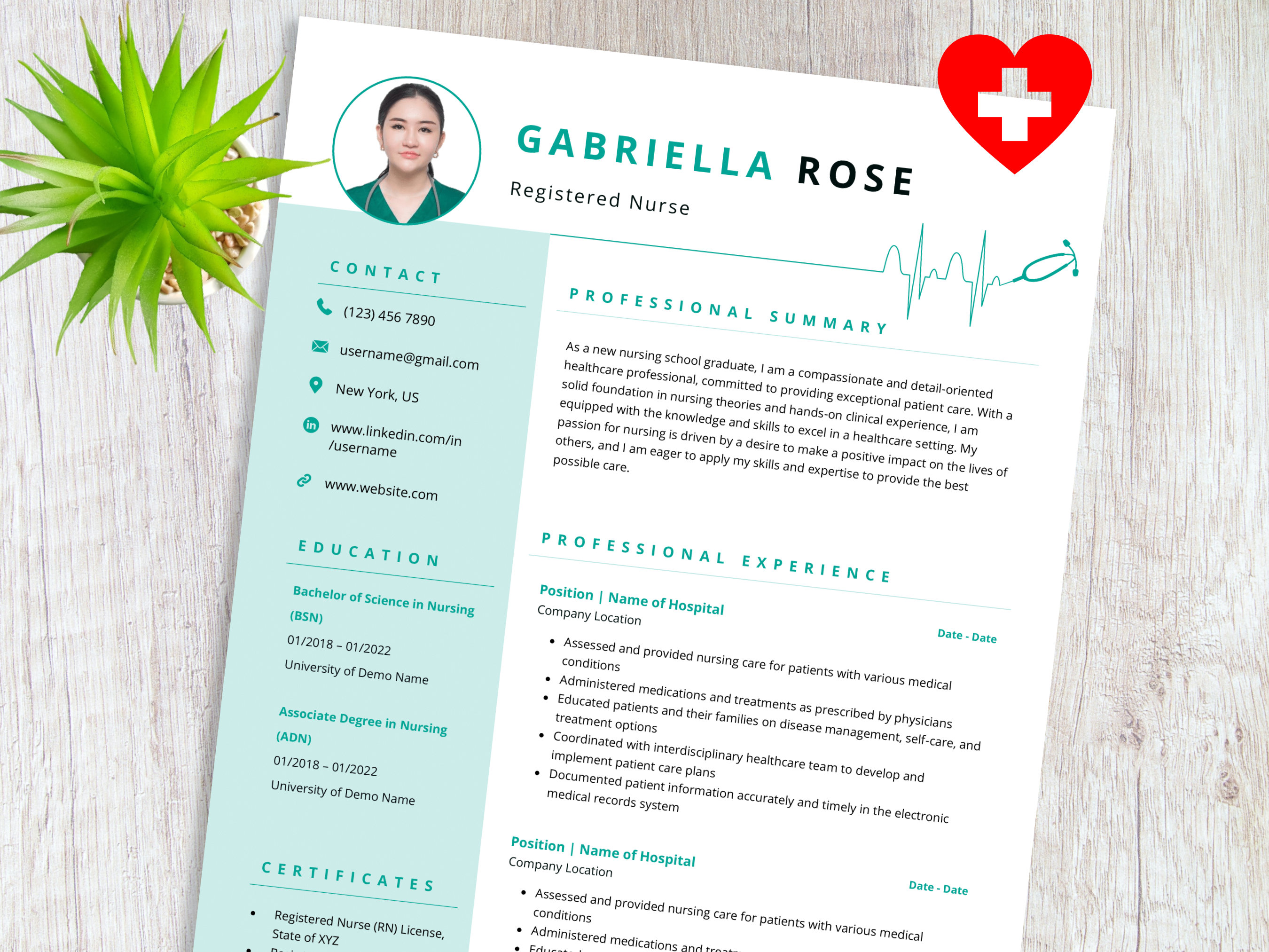 Nursing Resume Template + Cover Letter Template: Ideal for Rns, Nurse ...