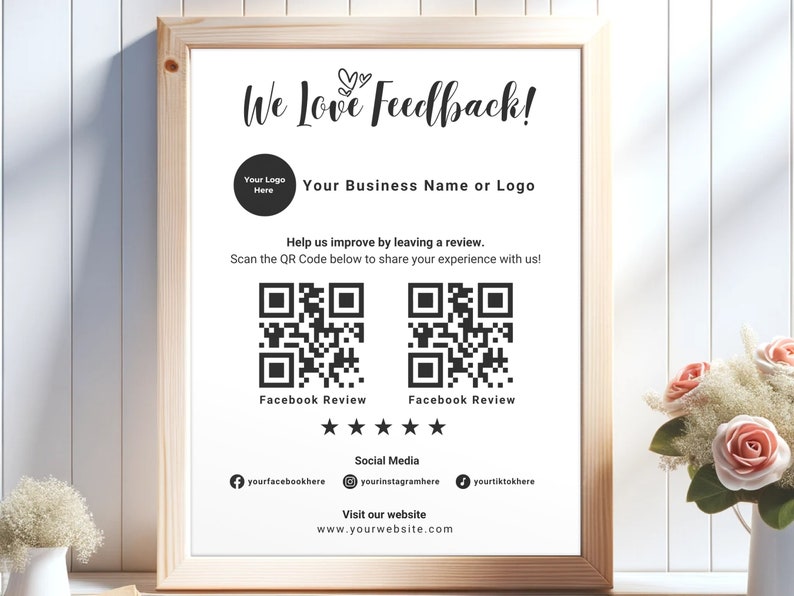 QR Code Review Sign, Leave Us a Google Review, Small Business DIY QR ...