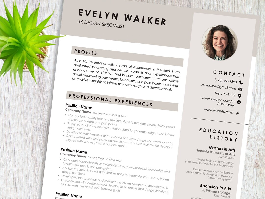 Professional & Clean Resume Template 2023 Simple CV Template - Etsy