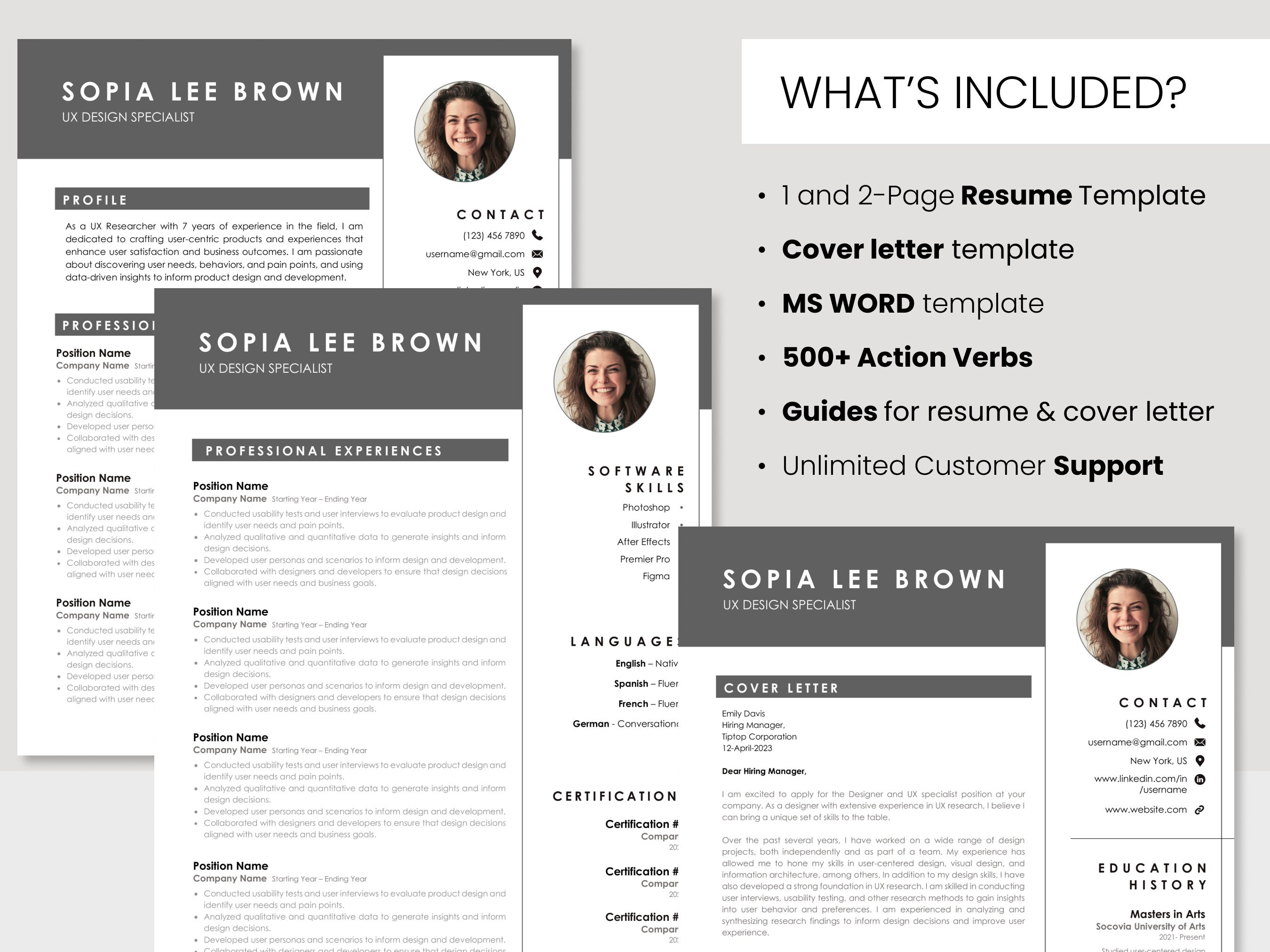 Modern Resume Template With Photo, Professional and Clean CV Template ...
