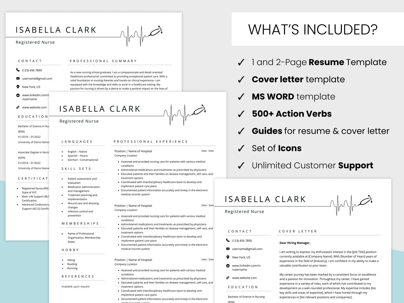 Nursing Resume Template, Ideal for Medical Assistant, Healthcare ...