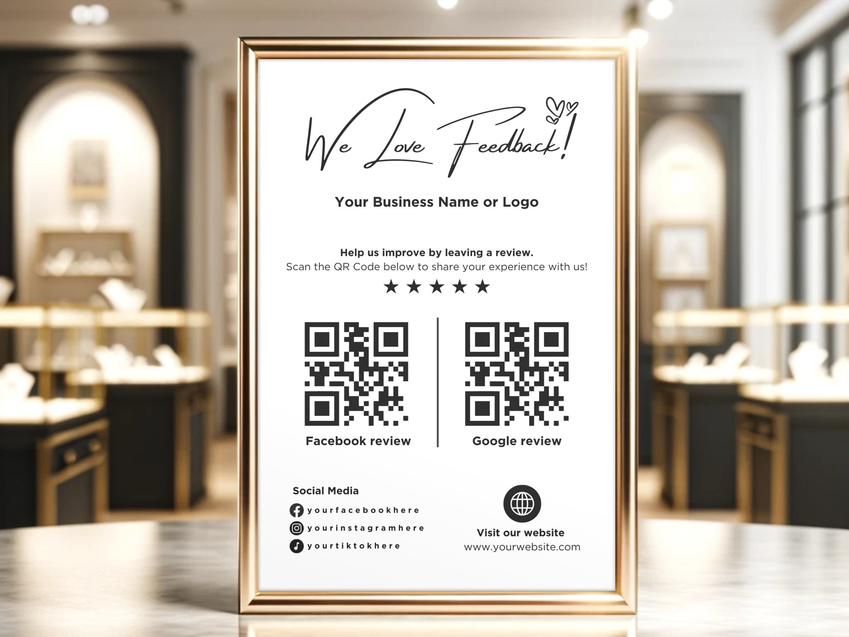 Leave Us a Review Sign, Google Review & Social Media QR Code Sign ...