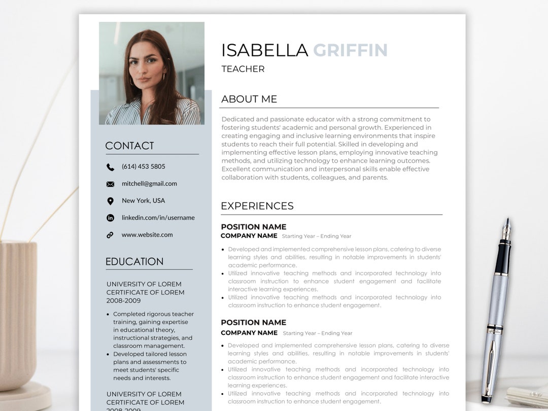 Teacher Resume Template | Professional Creative High School Teaching ...