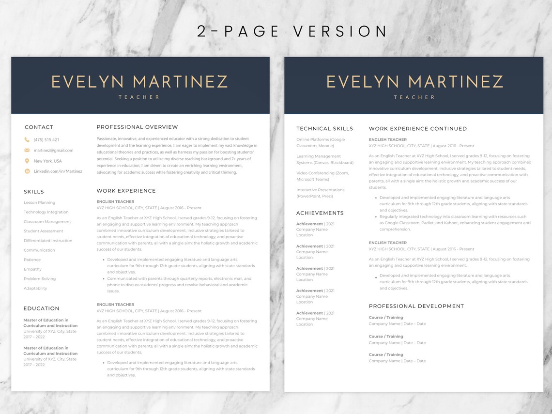 Modern Resume Template 2023 Editable Word CV Template for Job Seekers 1 ...
