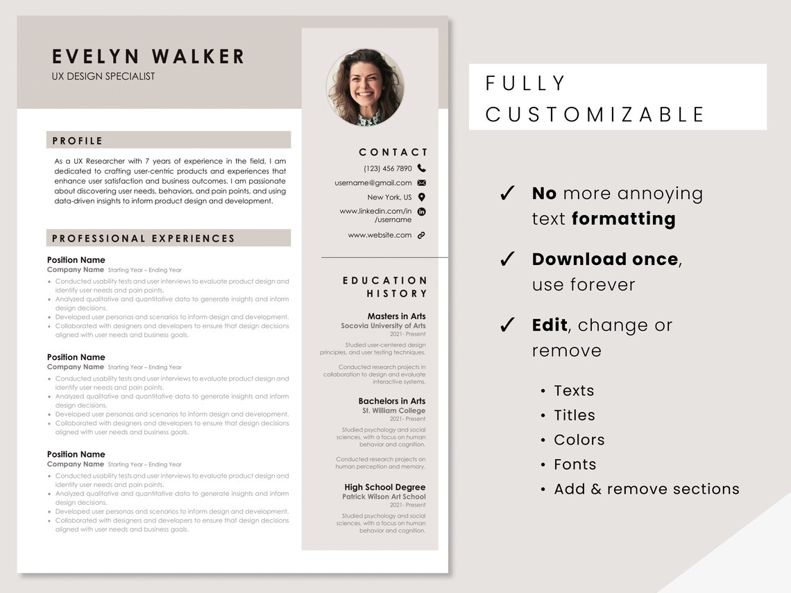 Professional & Clean Resume Template 2023 Simple CV Template Resume for ...