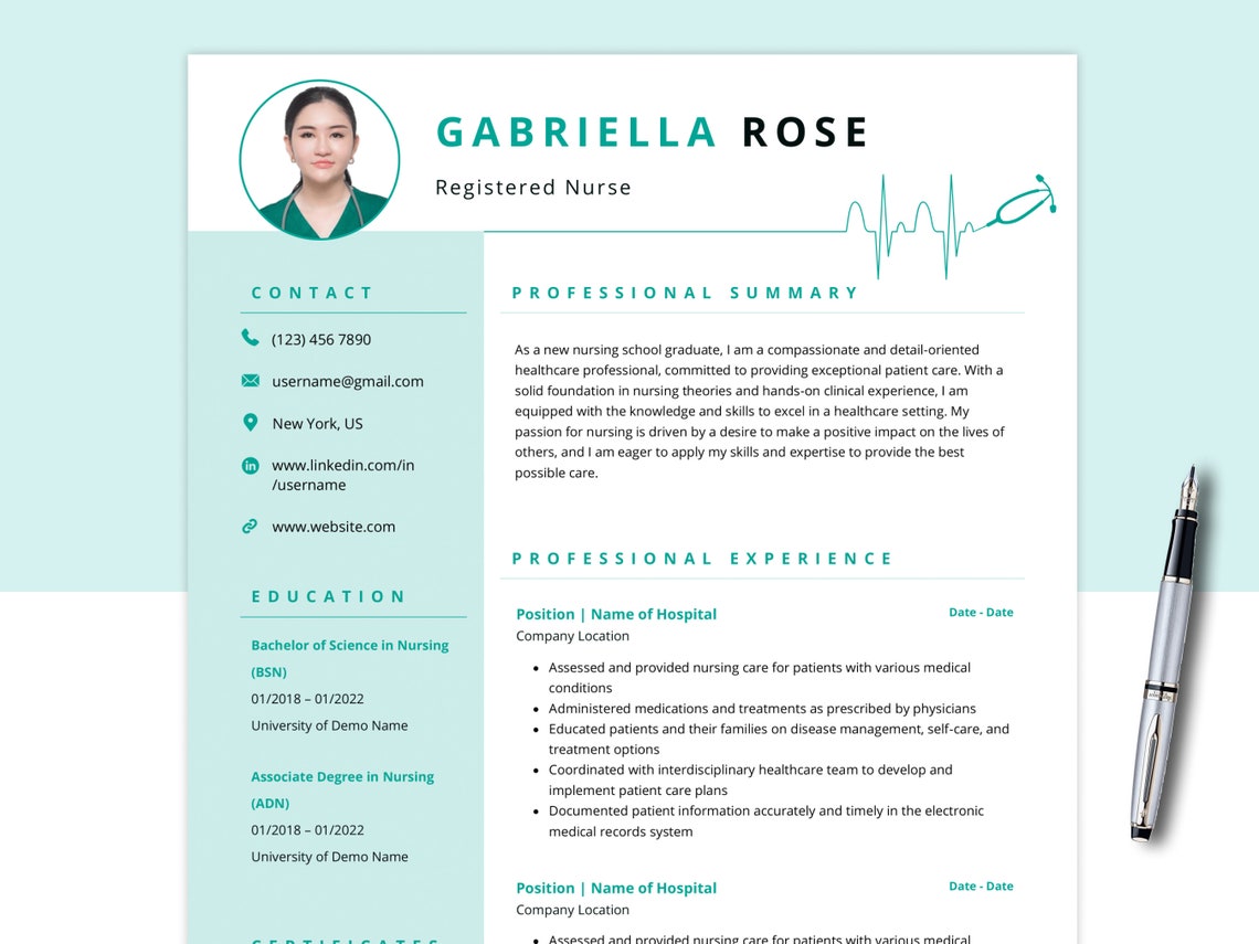 Nursing Resume Template Cover Letter Template: Ideal for - Etsy