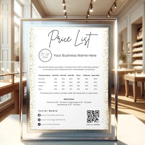 Permanent Jewelry Price List: Canva Template Form, Jewelry Client Print ...