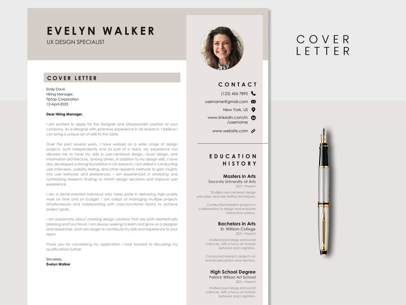 Professional & Clean Resume Template 2023 Simple CV Template - Etsy