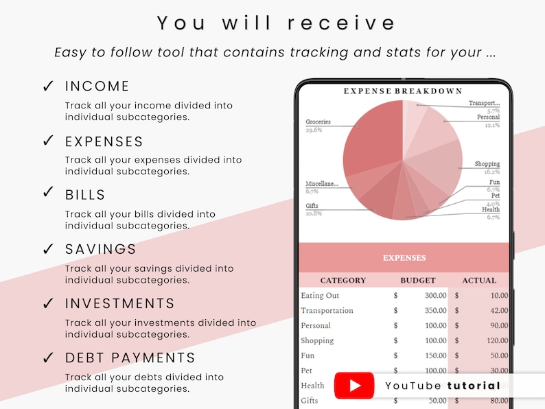Monthly Budget and Expense Tracker Template - Financial Planner With ...