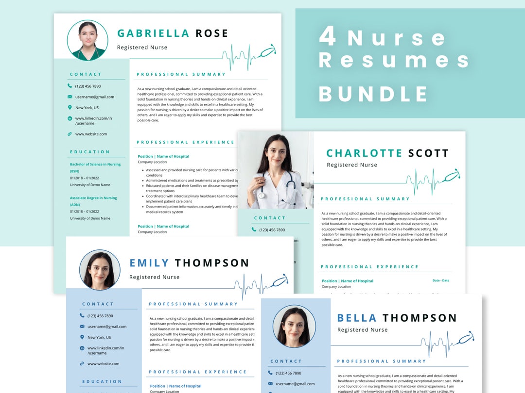 Nurse Resume Bundle: CV Template, Graduate Nursing Resume, New RN ...