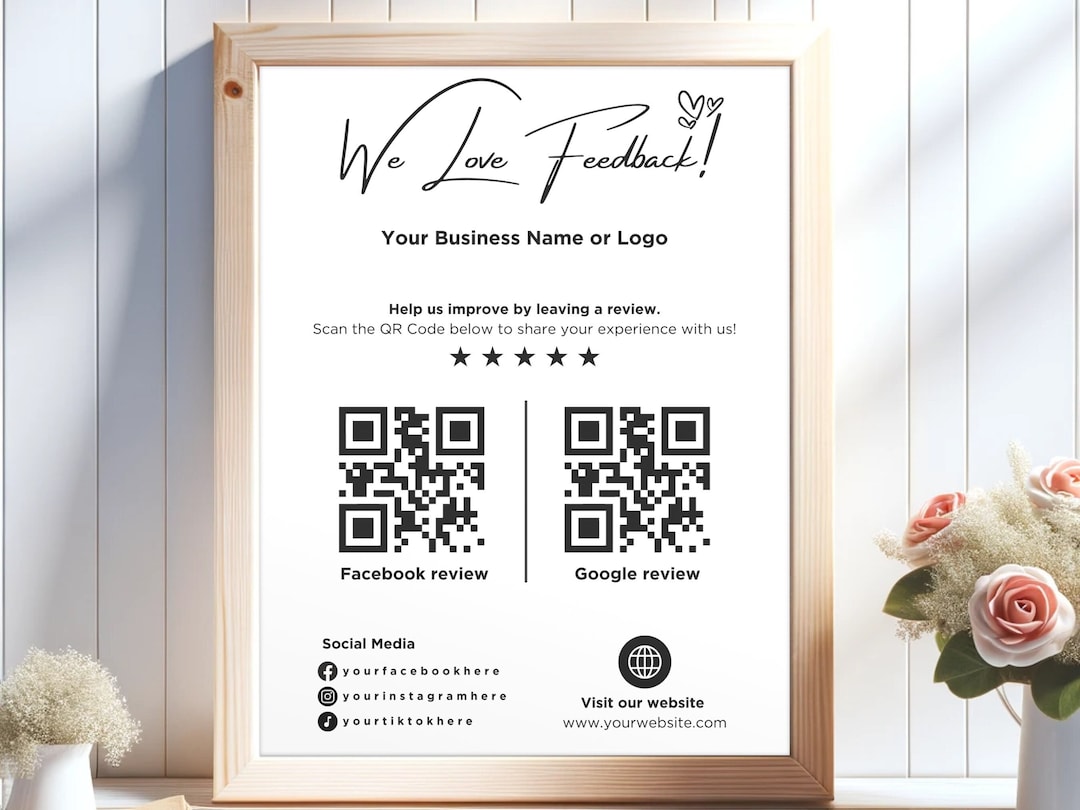 Leave Us a Review Sign, Google Review & Social Media QR Code Sign ...