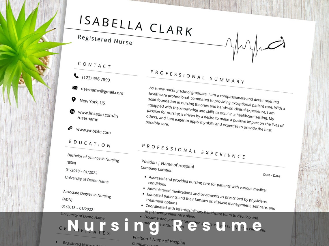 Nursing Resume Template, Ideal for Medical Assistant, Healthcare ...