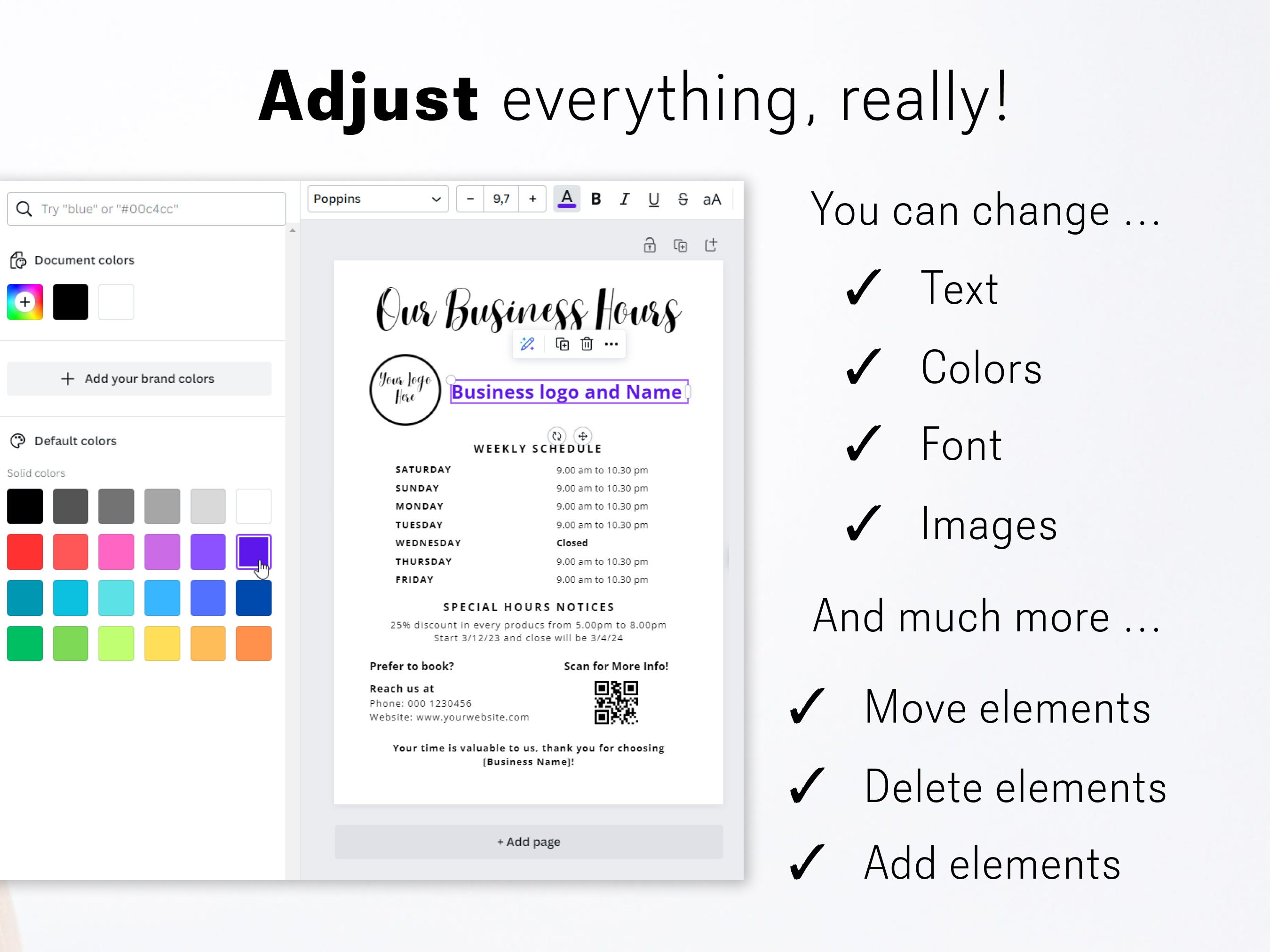 Customizable Shop Hours - Canva Template - Editable Digital Sign With ...